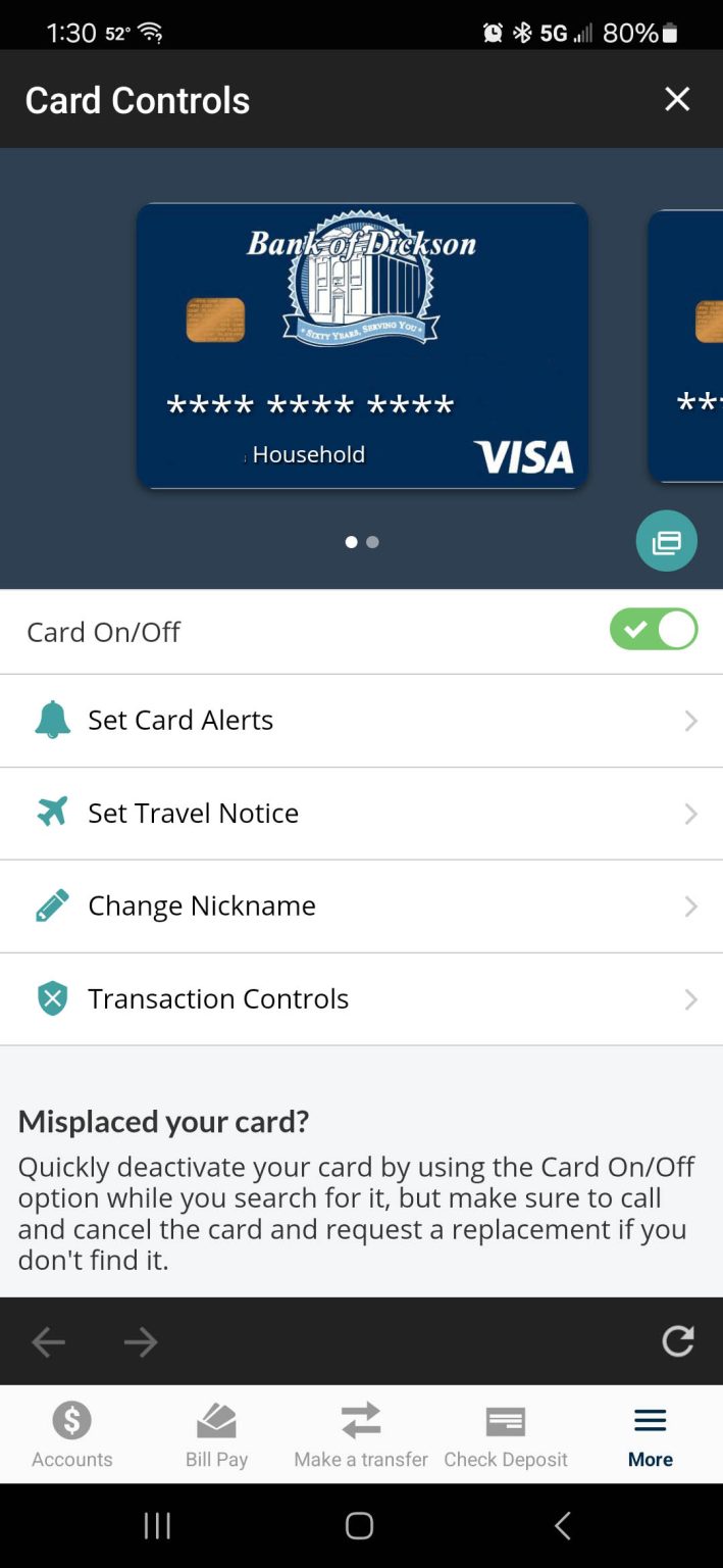 Card Controls - Bank of Dickson