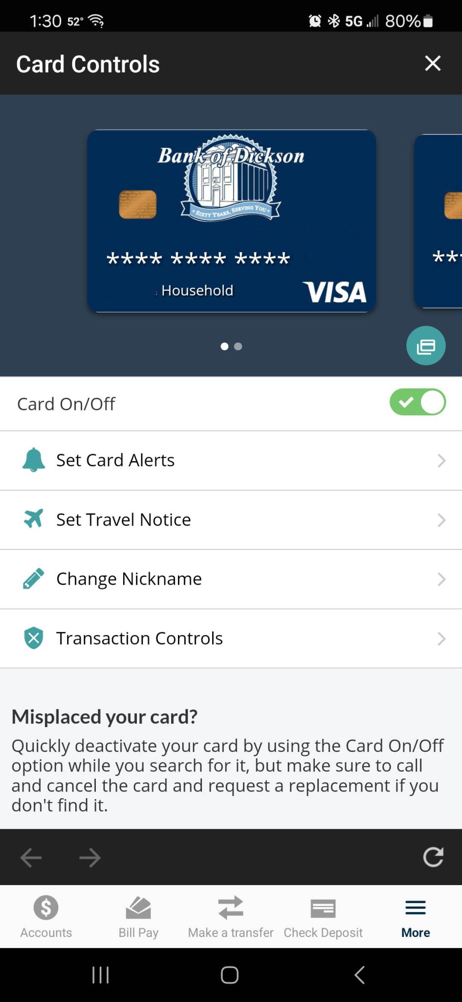 Card Controls - Bank of Dickson